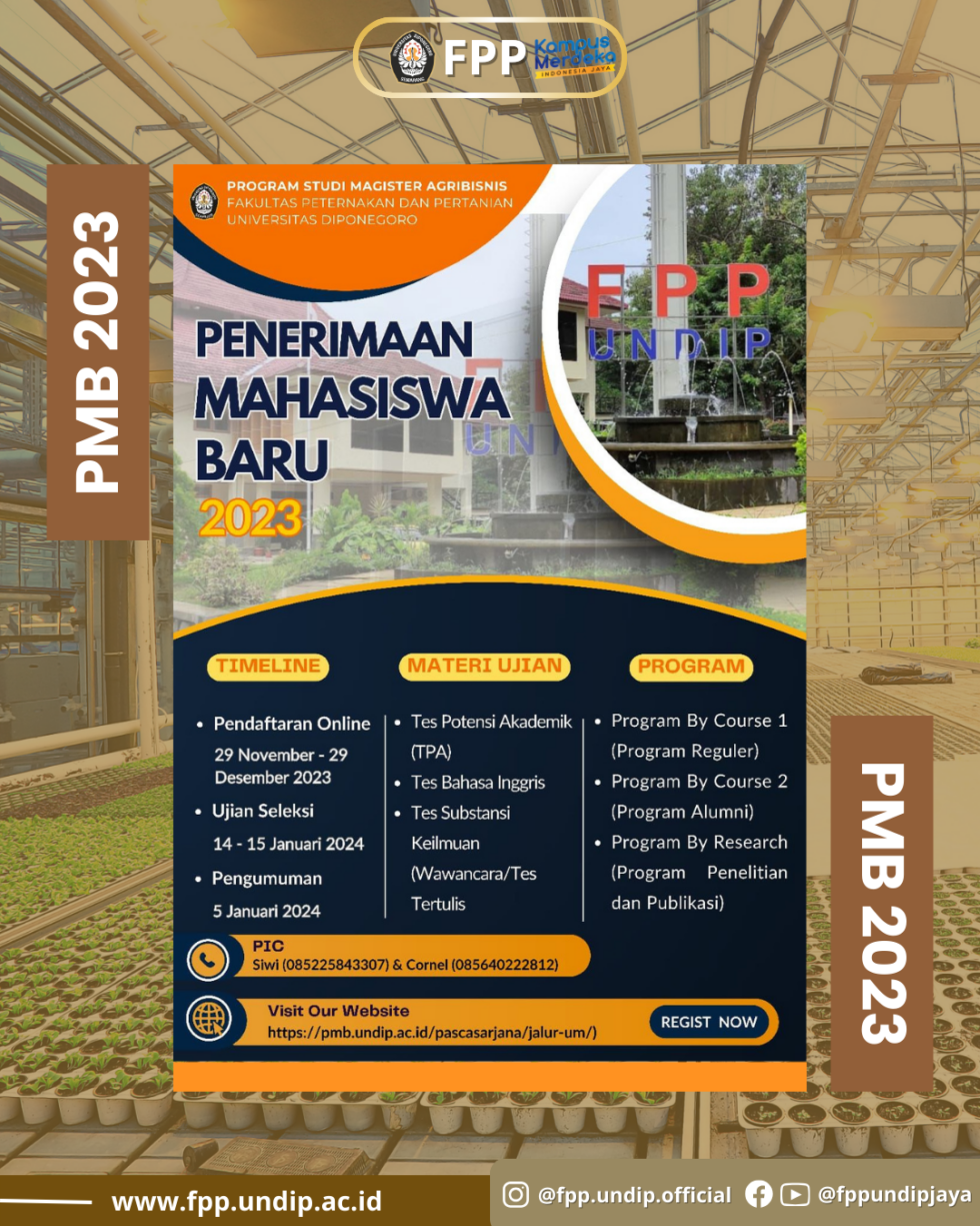 Penerimaan Mahasiswa Baru Magister Agribisnis (S2) Fakultas Peternakan ...